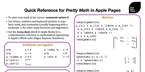 A Quick Reference for Pretty Math in Apple Pages - Apple Education ...